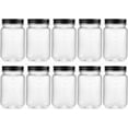 16 oz Clear Plastic Jars with Lids, Refillable 16oz Mason Jars with ...