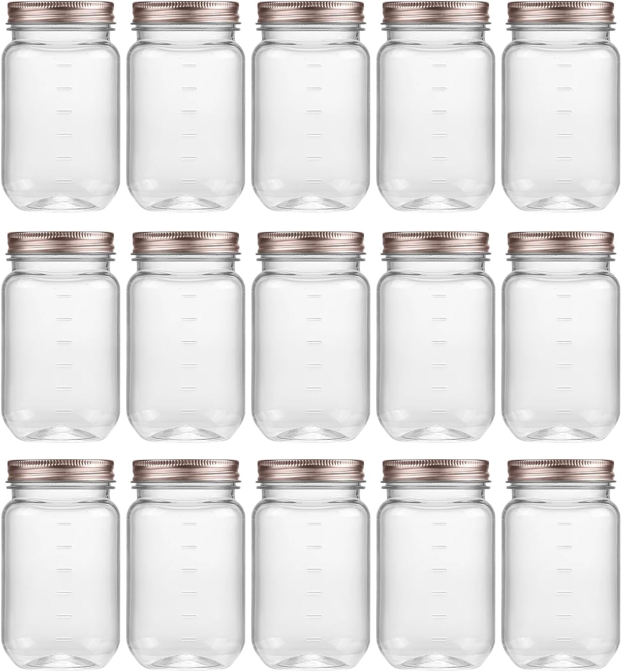 16 oz Clear Plastic Jars with Lids, Refillable 16oz Mason Jars with ...