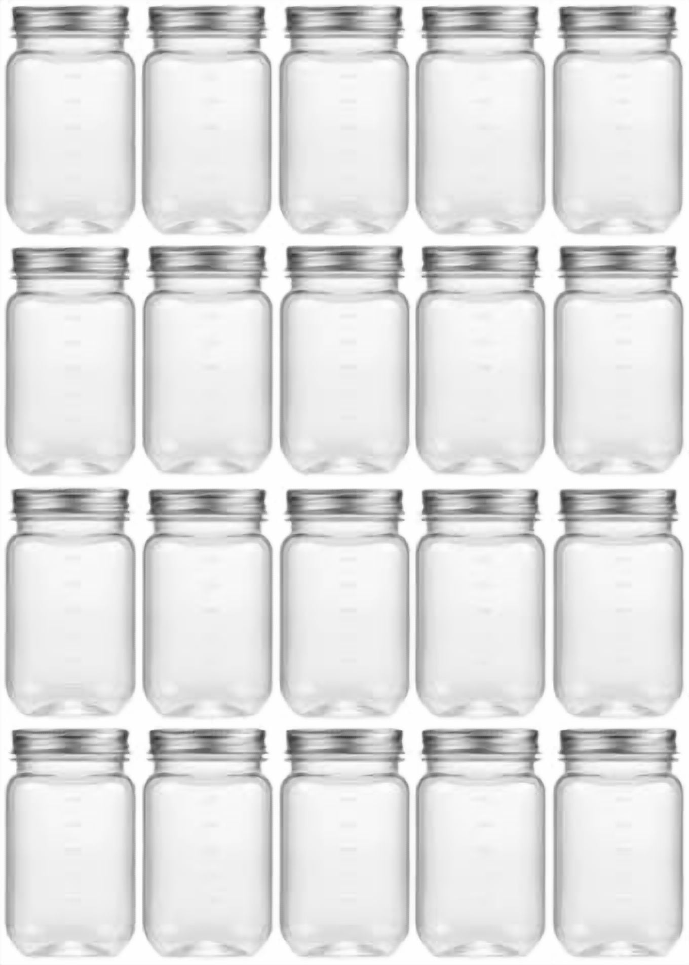 16 oz Clear Plastic Jars with Lids, Refillable 16oz Mason Jars with ...
