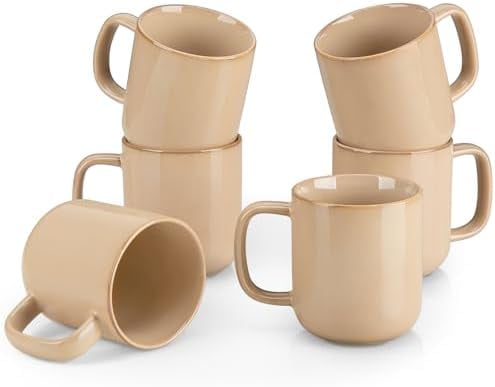 16 oz Coffee Mugs Set of 6, Large Ceramic Mug with Handle, Unique Glaze ...