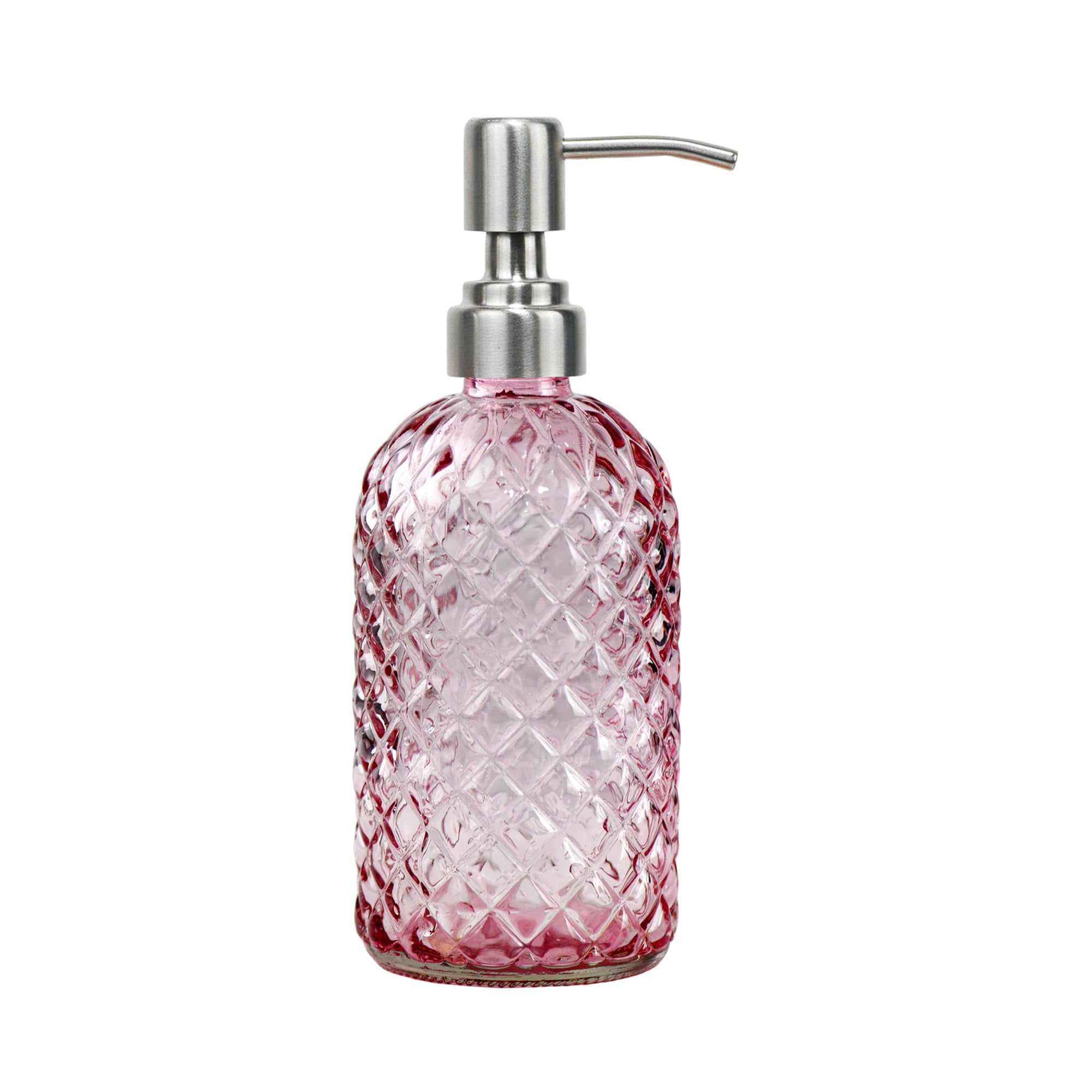16 oz Diamond Pattern Glass Soap Dispenser, Kitchen and Bathroom ...