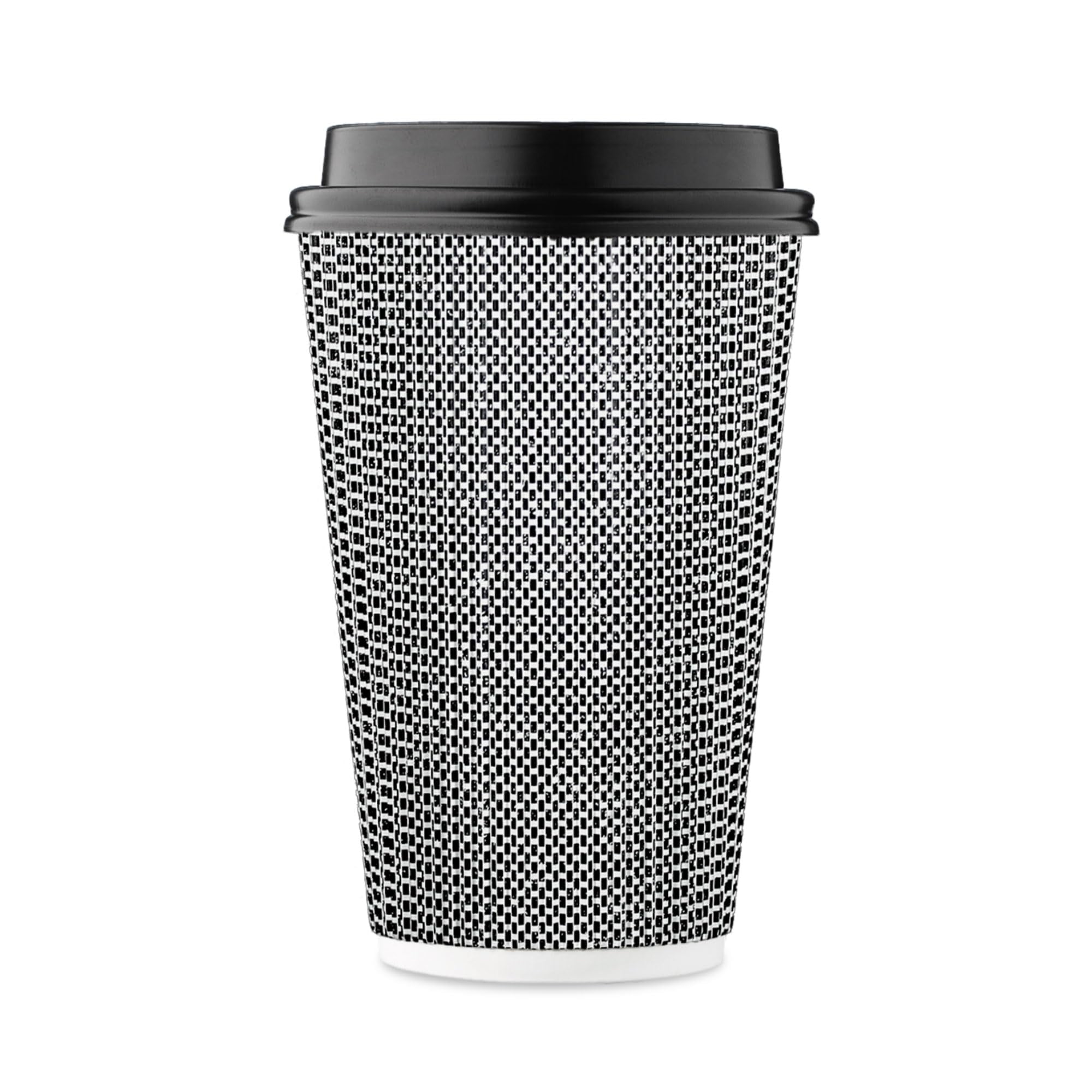 16 oz Disposable Coffee Cups with Lids, Double-Walled Insulated Paper ...