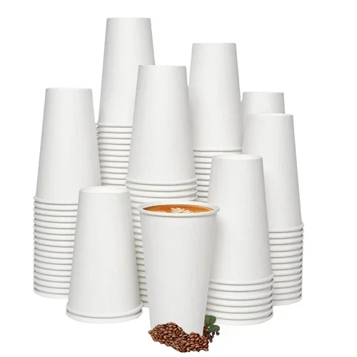 16 oz Disposable Paper Cups Hot/Cold Coffee Cups Beverage Drinking Cup ...