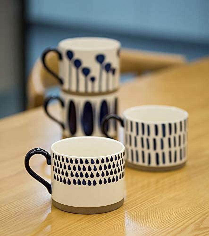 16 oz. Elegant Hand Painted Decorative Large Porcelain Ceramic Mug Set ...