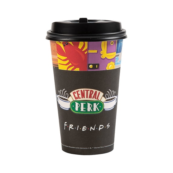 16 oz. FRIENDS Central Perk Disposable Paper Coffee Cups with Lids - 12 ...