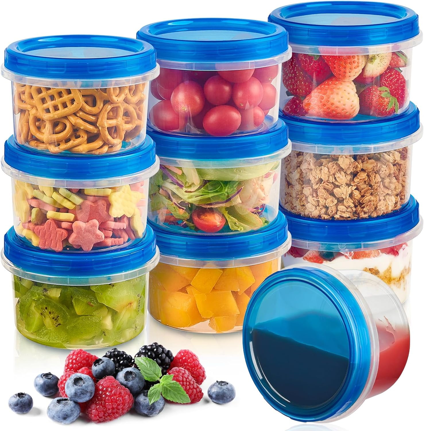 16 oz Freezer Storage Containers with Twist Top Lids, 10 Pack Reusable ...