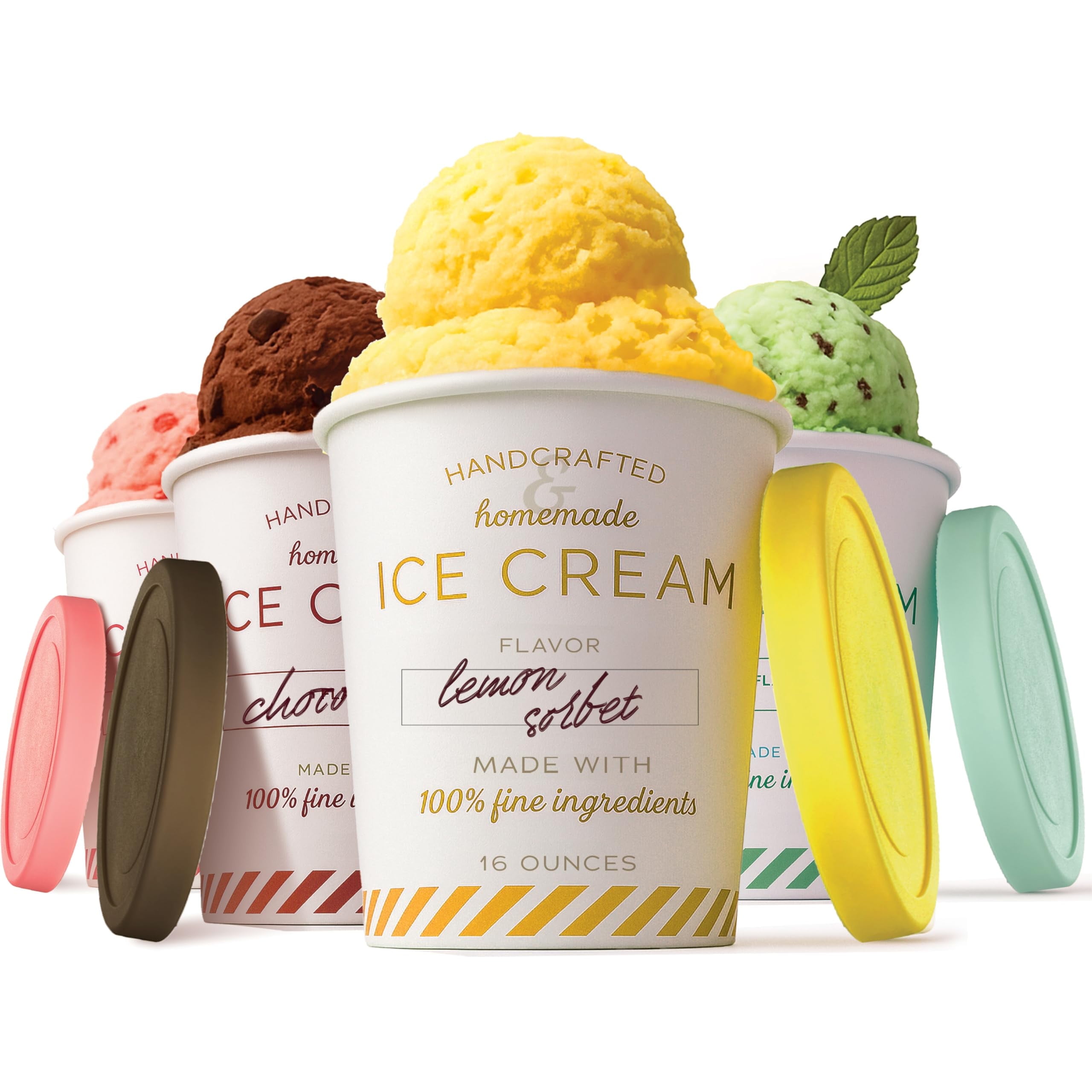 16 oz Ice Cream Containers with Airtight Silicone Lids ( 4-Pack ...