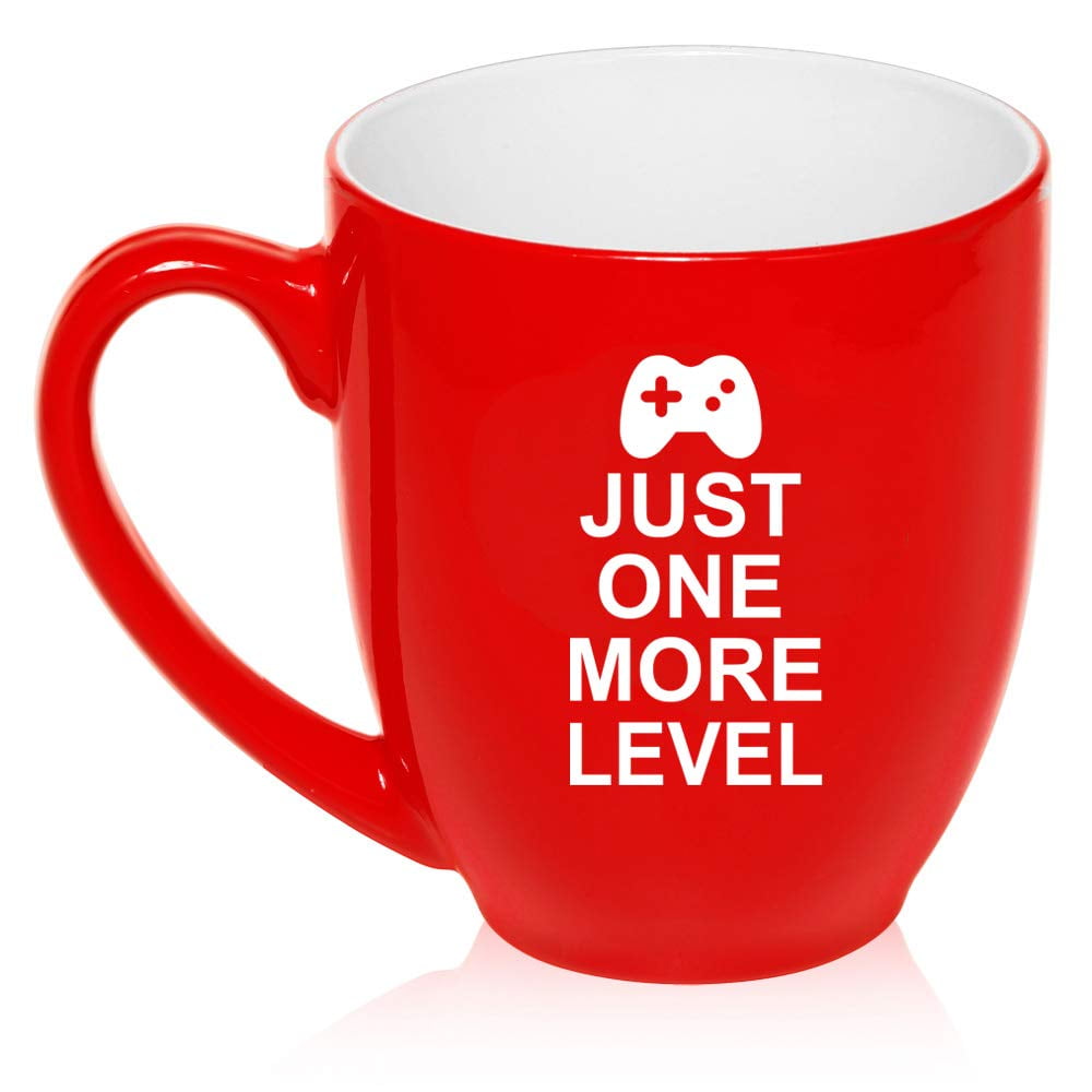 16 oz Large Bistro Mug Ceramic Coffee Tea Glass Cup Just One More Level ...