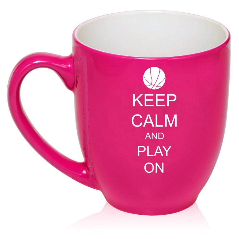 16 oz Large Bistro Mug Ceramic Coffee Tea Glass Cup Keep Calm and Play ...