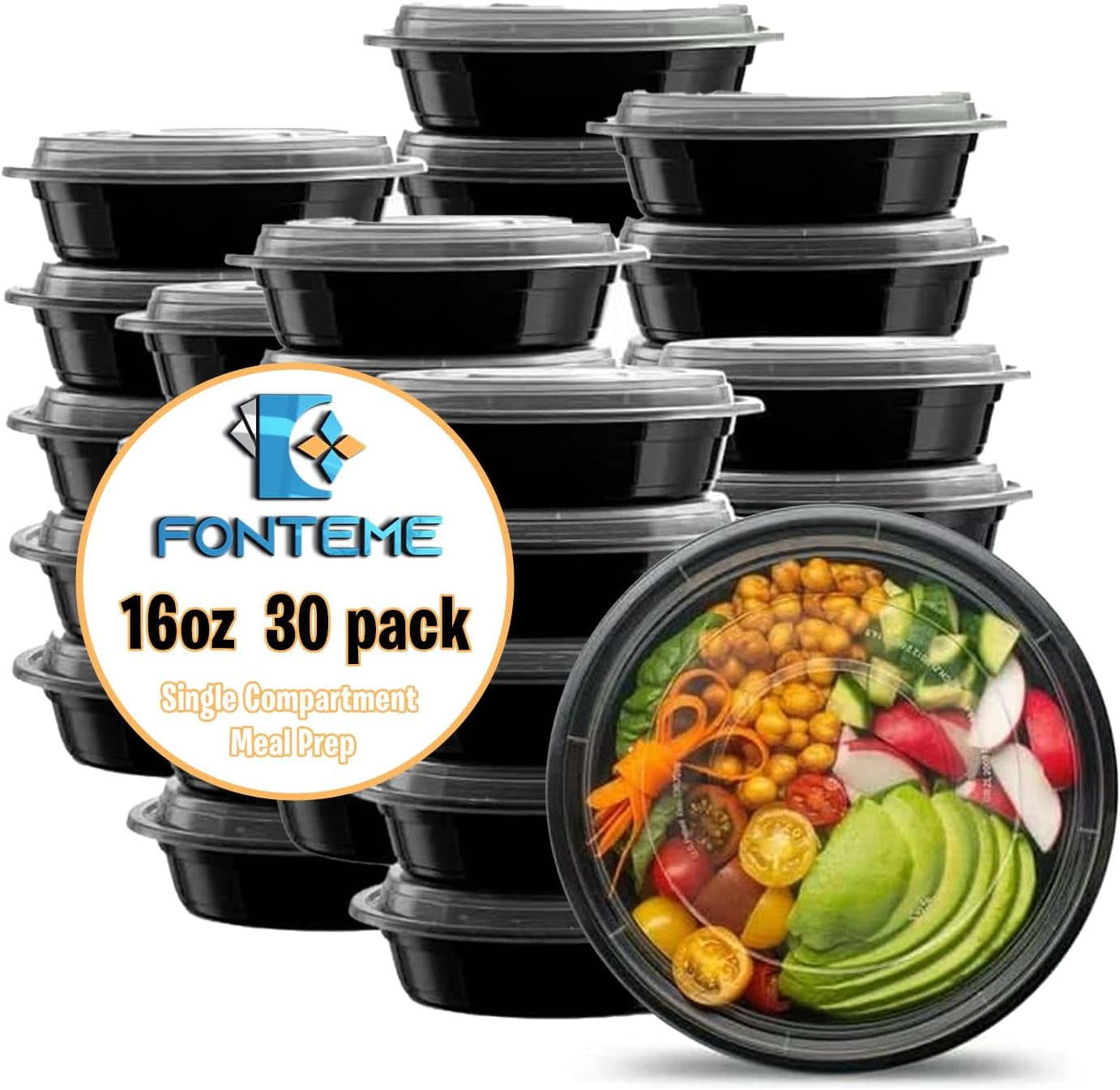 16 oz Meal Prep Container with Lids – 30 Pack | Disposable Food Storage ...