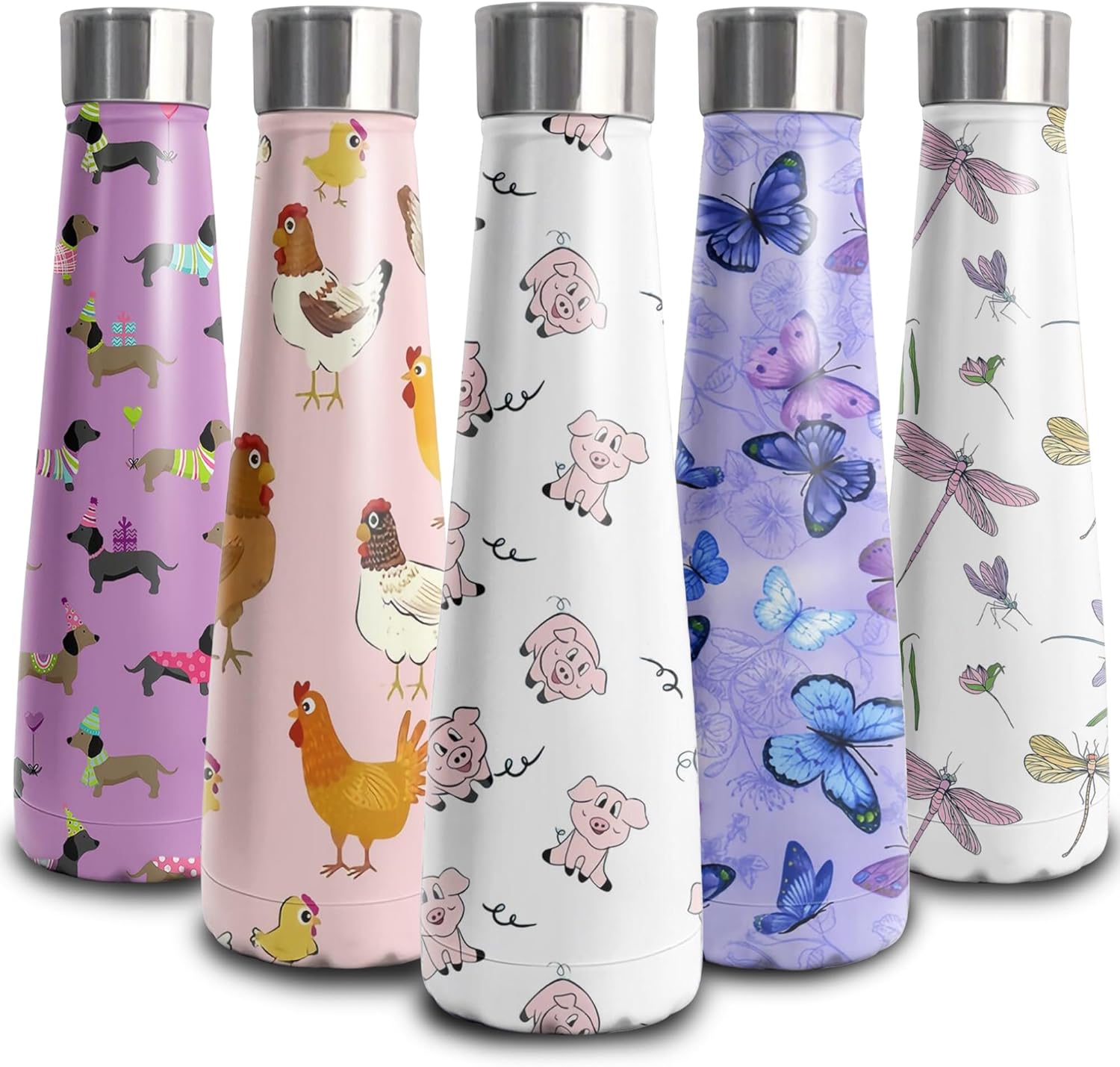 16 oz Pig Stainless Steel Water Bottle, Leak Proof Cola Shape Thermo ...