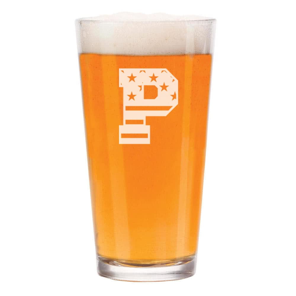 16 oz Pint Beer Glass American Flag Letter Monogram (P) - Walmart.com