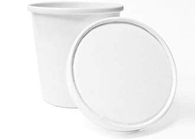 16 oz Pint Double Wall White Paper Ice Cream Containers With Matching ...
