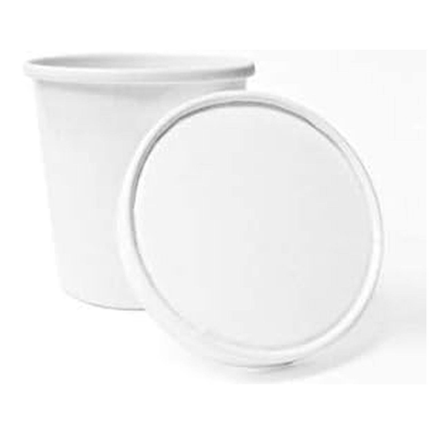 16 oz Pint Double Wall White Paper Ice Cream Containers With Matching ...