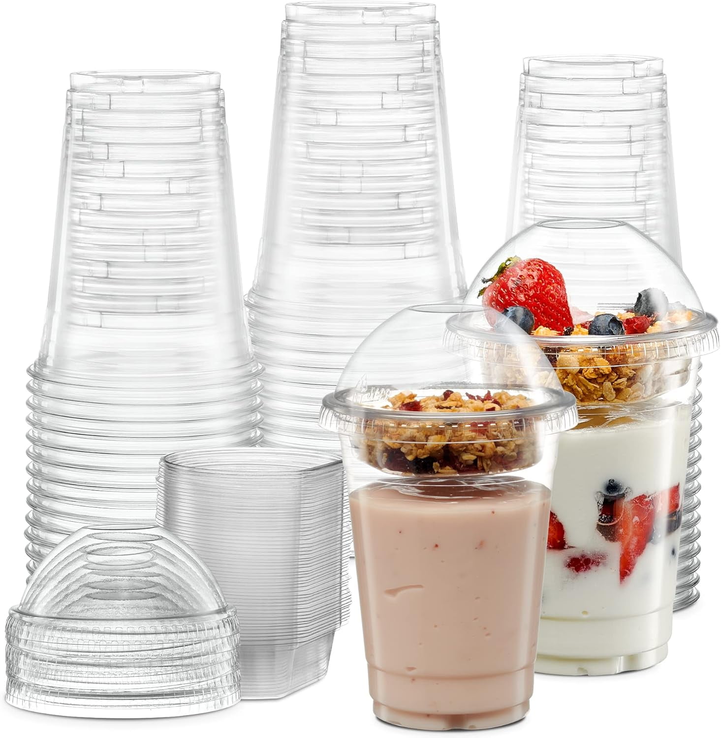 16 oz Plastic Parfait Cups with 4 oz Inserts & Lids 50 Sets 16 OZ ...