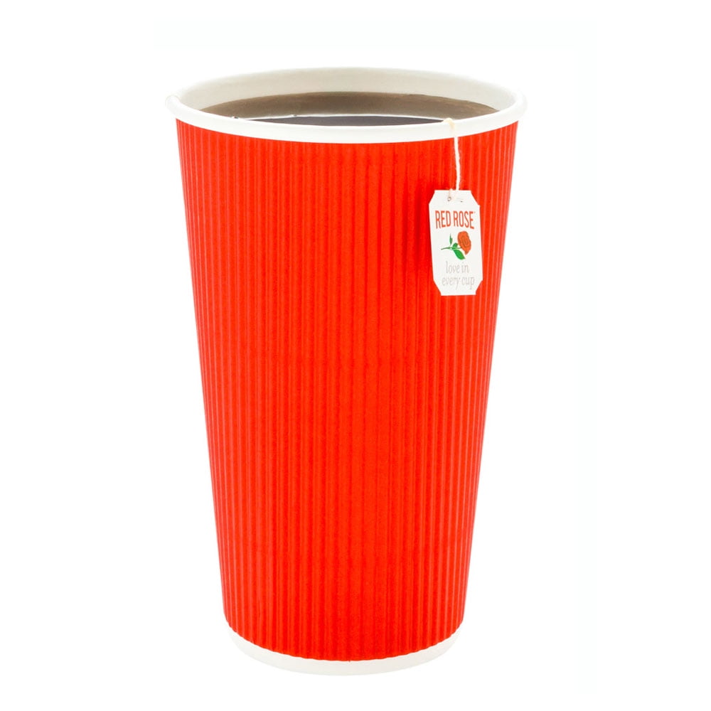 16 oz Red Paper Coffee Cup - Ripple Wall - 3 1/2" x 3 1/2" x 5 1/2 ...