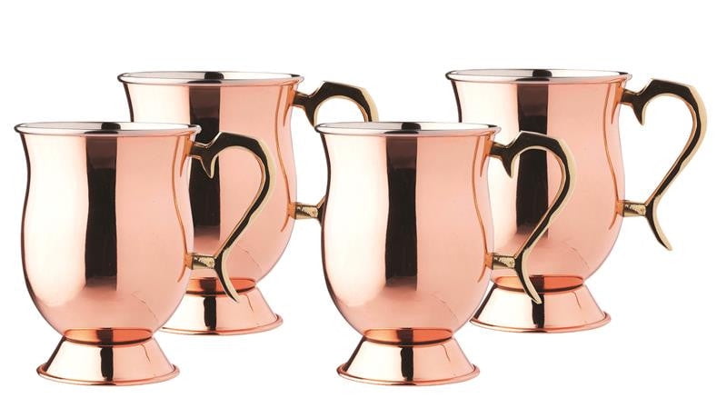 16 oz Solid Copper Smooth Tankard w/Brass Handle - Set of 4 - Walmart.com