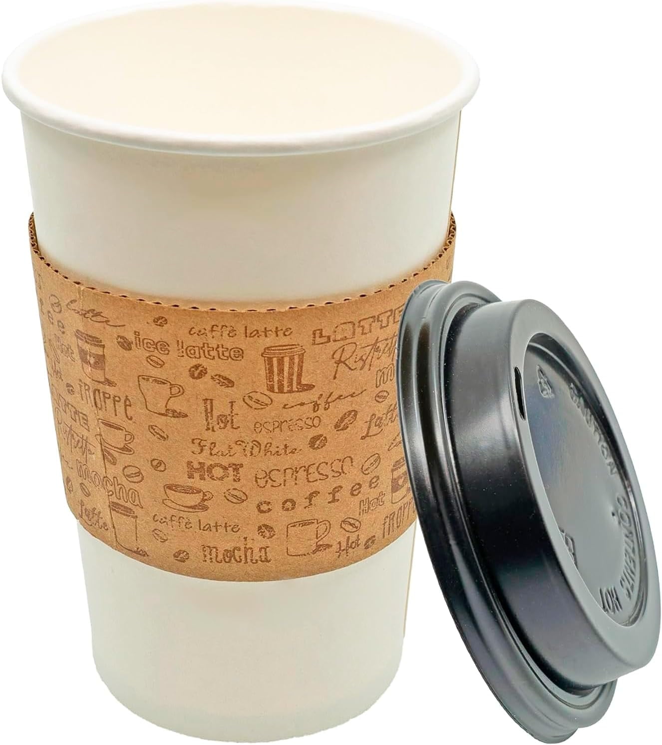 16 oz To Go Paper Coffee Cups with Lids - 50 Sets - Disposable Hot Cups ...