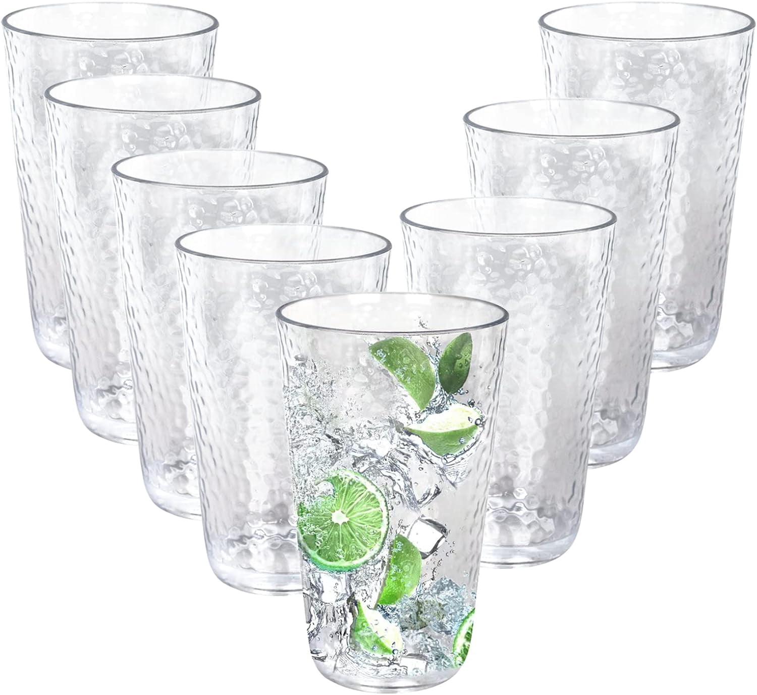 16 oz plastic highball drinking cup, 8-piece set of water beverage ...