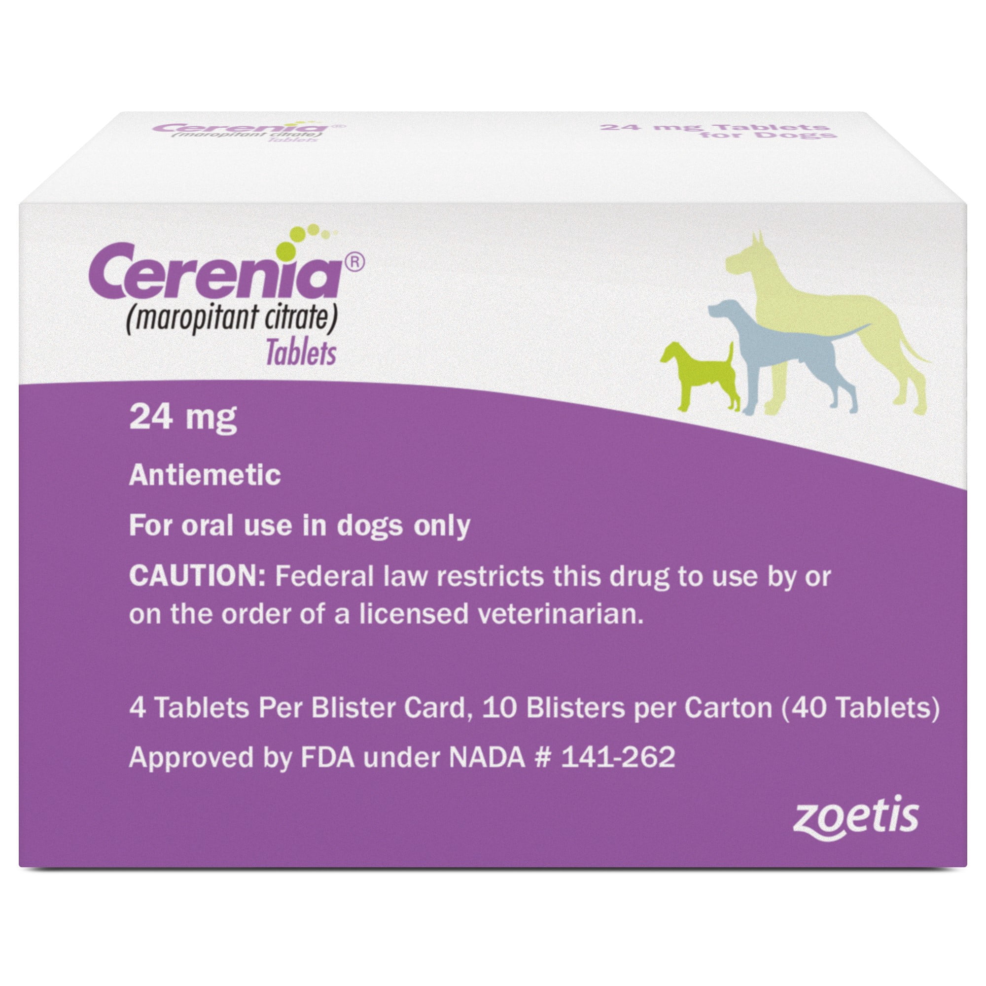 Cerenia (Maropitant Citrate) for Dogs, 24 mg (Purple), 40 Tablets ...