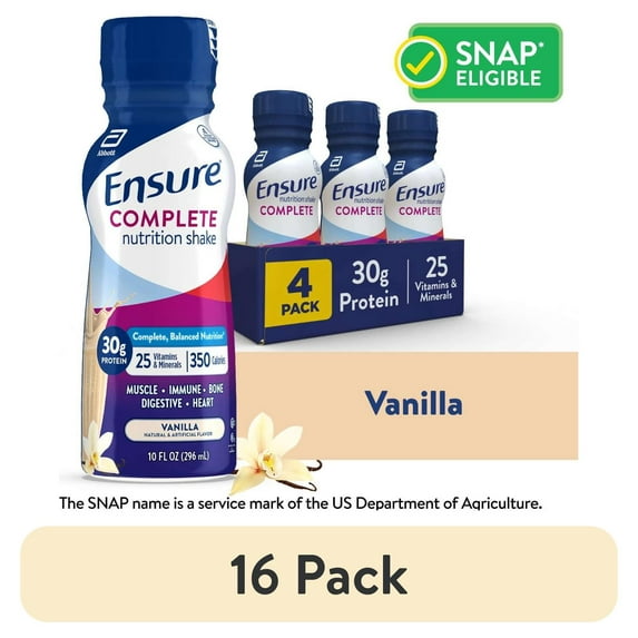 (16 pack) Ensure COMPLETE Nutrition Shake, 30g Protein, Vanilla, 10 fl ...