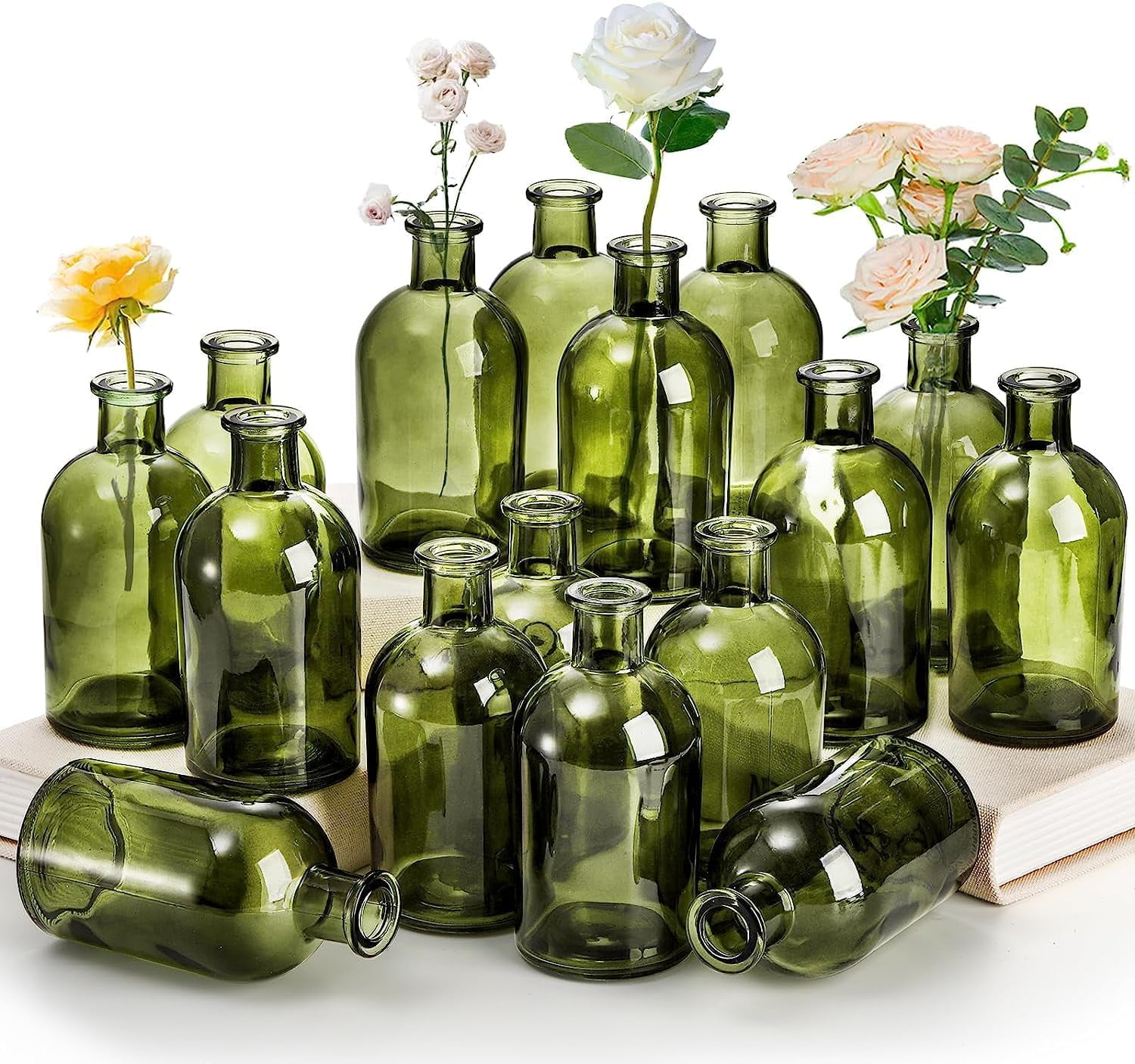 16 pack glass vases, bulk small vases, glass vases for centerpieces ...