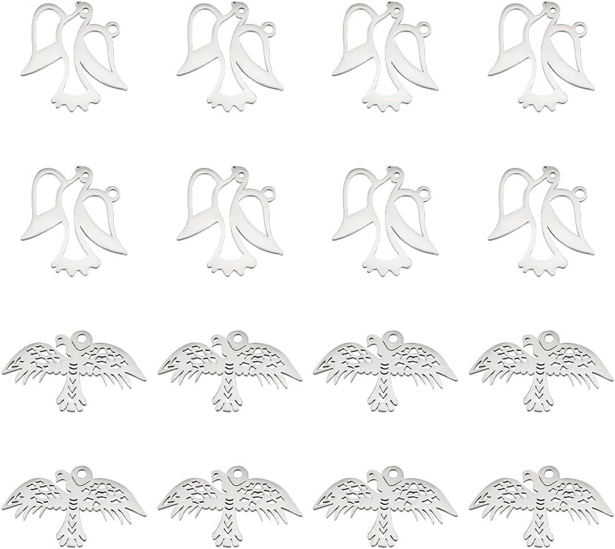 16 pcs 2 Styles Bird Charms 304 Stainless Steel Charms Bird Pendants ...