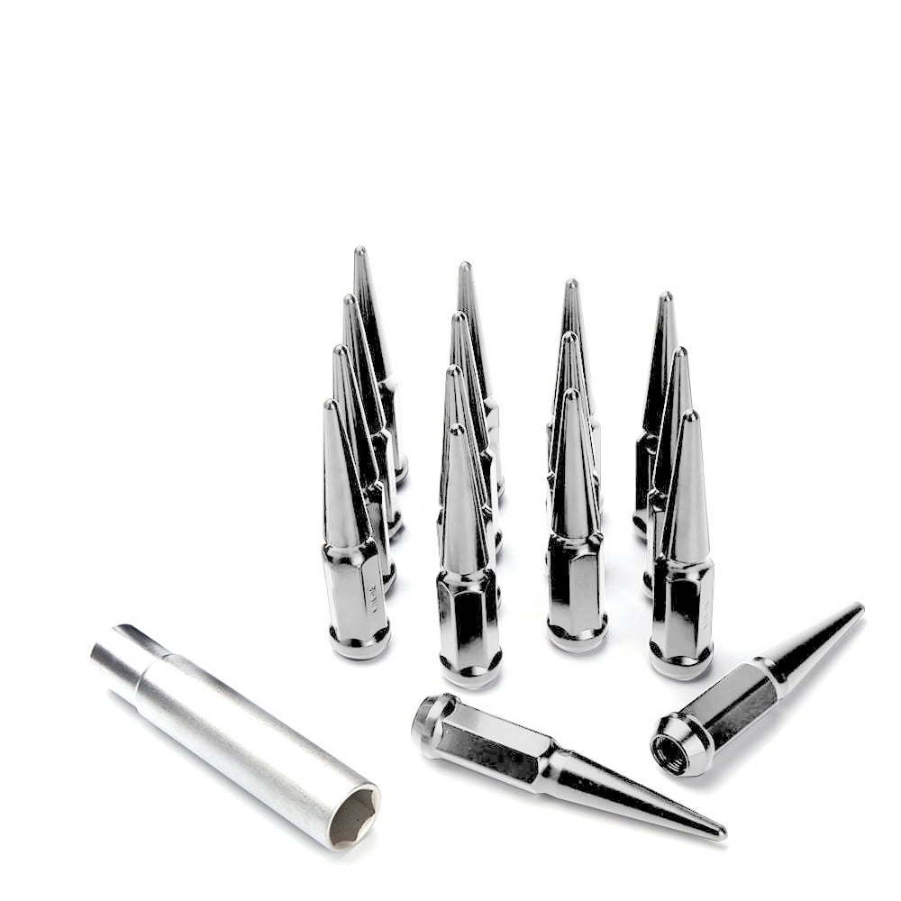 16 Pcs M19 16 112mm 4 5 Wheel Car Spike Lug Nuts Chrome Conical W Key 16-pcs-m19-16-112mm-4-5-wheel-car-spike-lug-nuts-chrome-conical-w-key