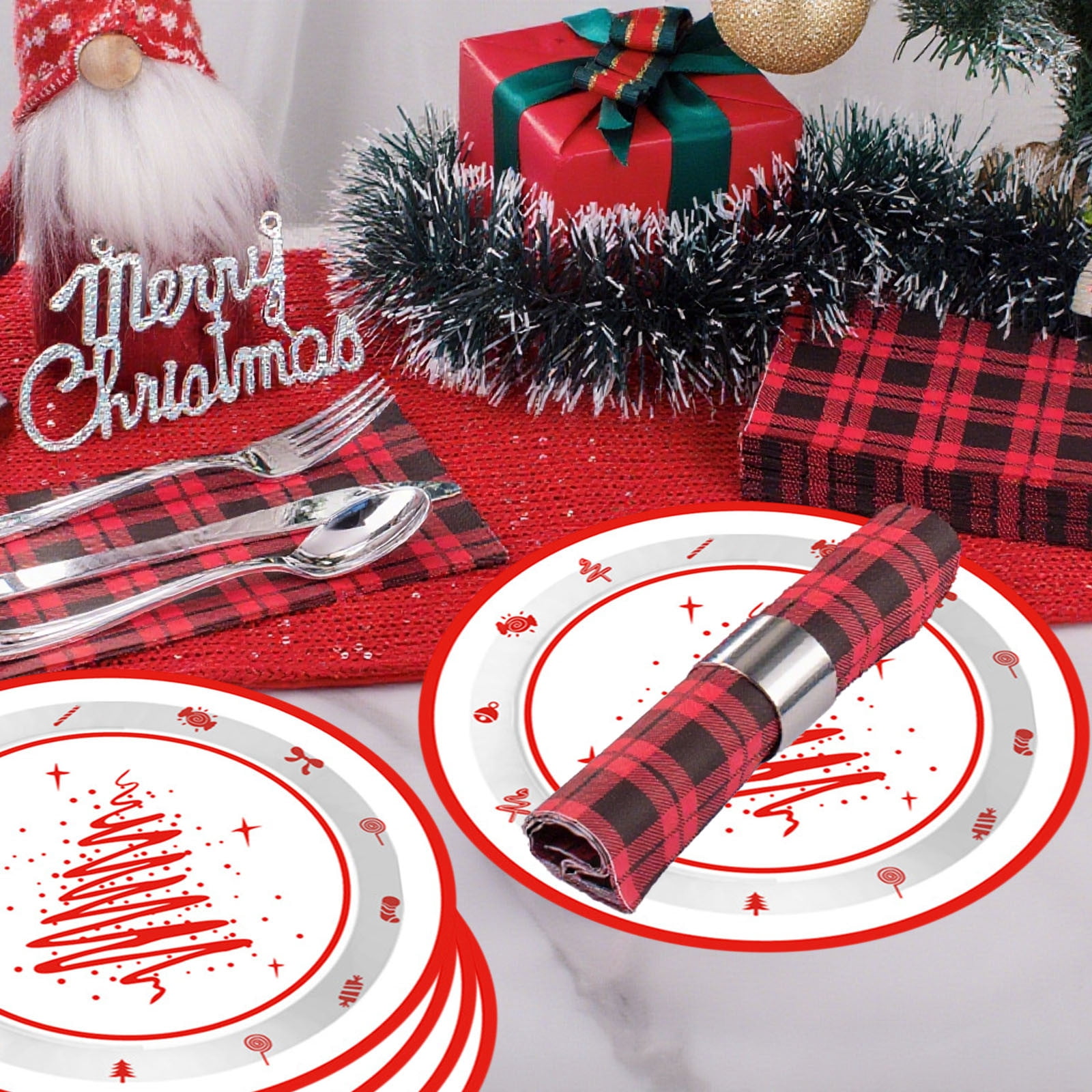16 pcsChristmas Party Supplies, Large Snowflake Paper Plates, Merry ...