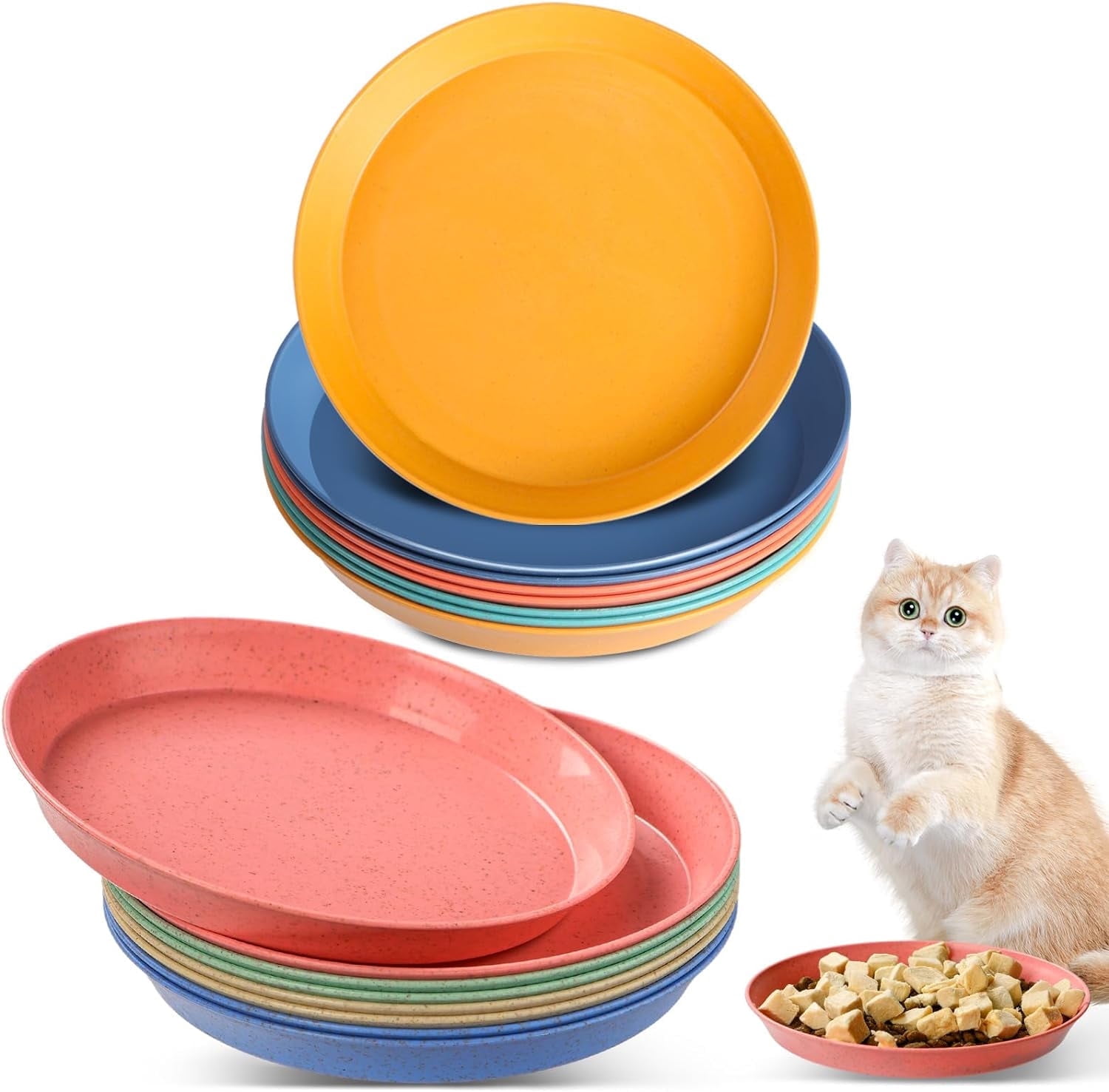 16-piece cat food bowl set, 6-inch (about 15.2 cm) cat whisker fatigue ...