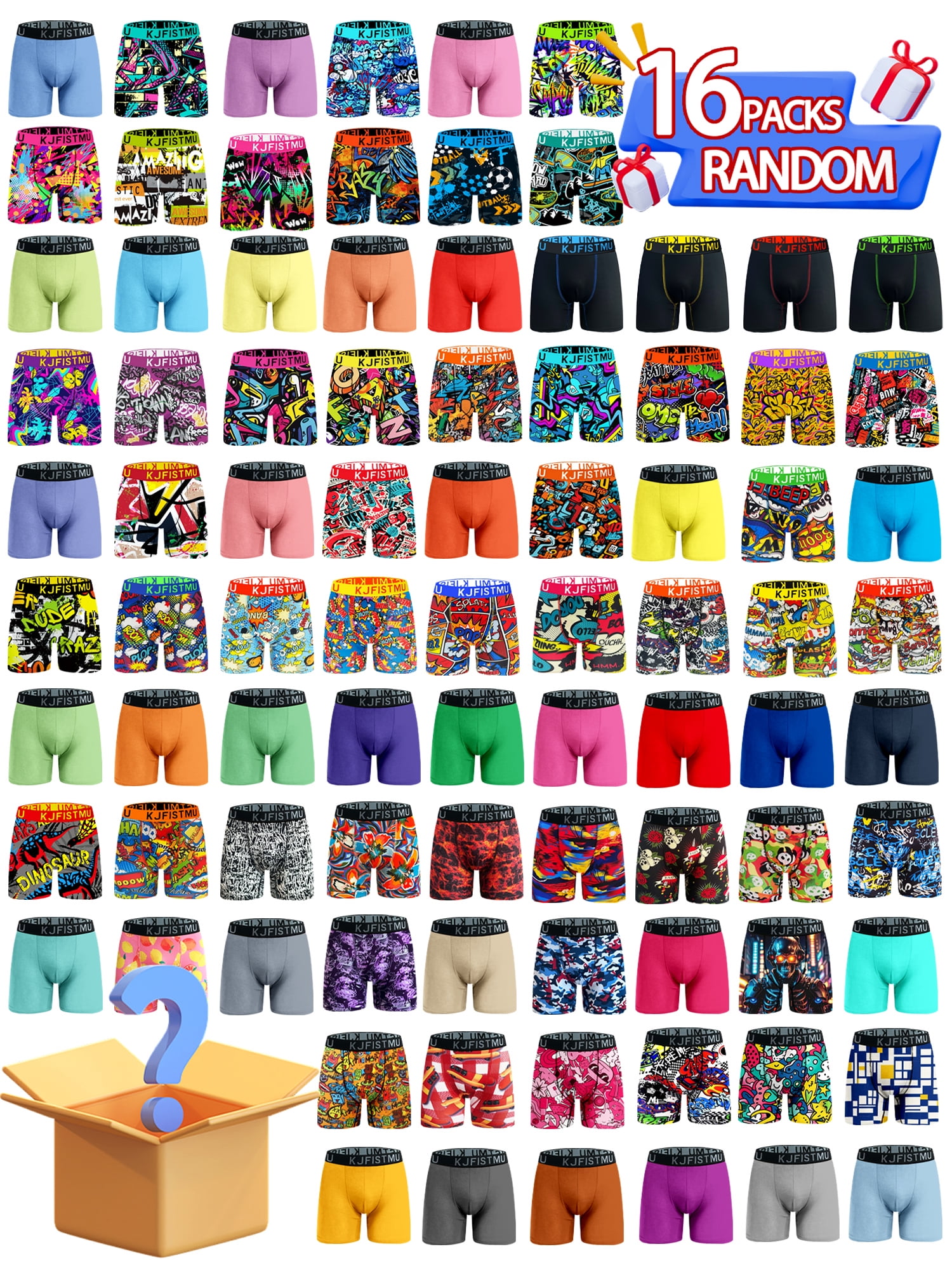 16-piece men's boxer briefs set, KJFISTMU surprise set, various styles ...