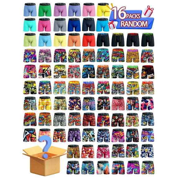 16-piece men's boxer briefs set, KJFISTMU surprise set, various styles ...