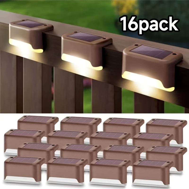 16 pieces of solar outdoor garden lights, home garden layout stair deck ...
