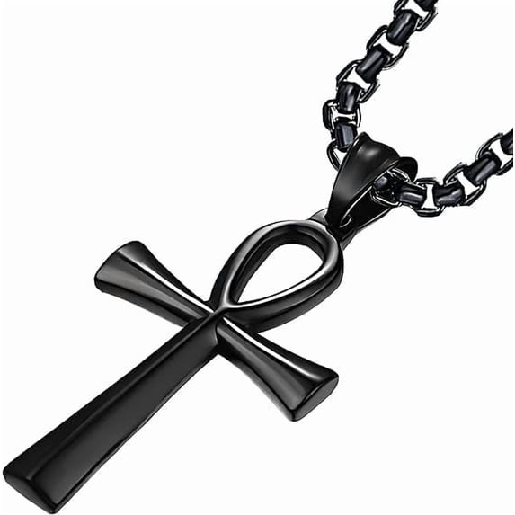 16 to 24 Inches Rolo Chain Ancient Ankh Cross Pendant Necklace for Men ...