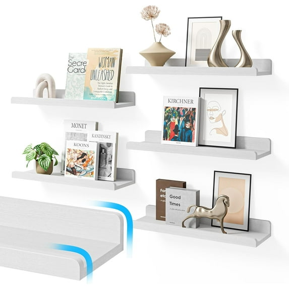 16\u2019\u2019Black Floating Shelves for Wall Set of 6 Rustic Wood ...