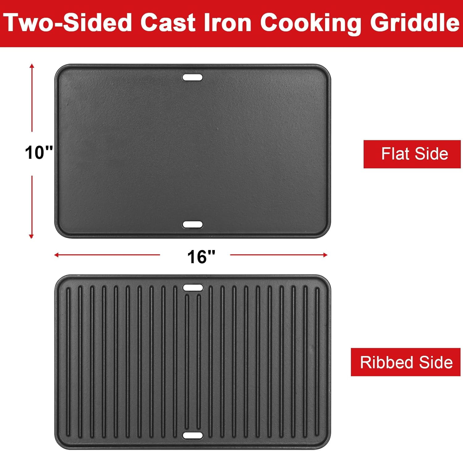 16" x 10" Reversible Cast Iron Griddle for Go-Anywhere Charcoal and Gas Grills - Walmart.com