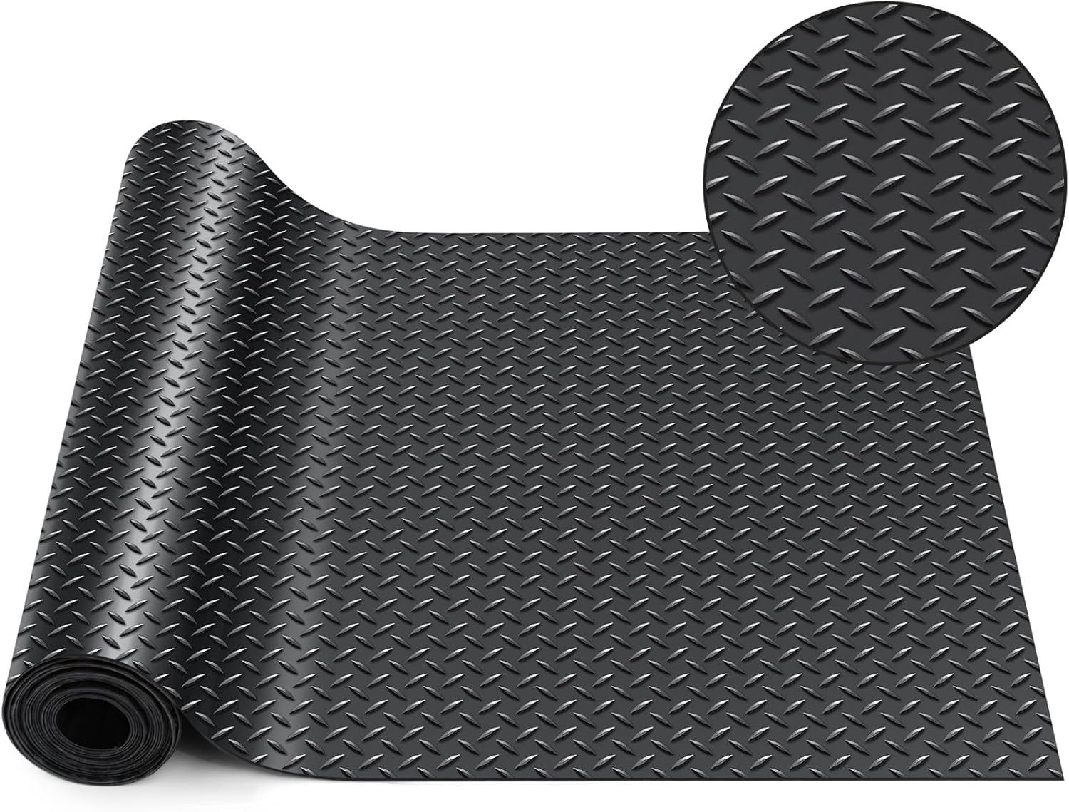 16 in x 10 ft Rubber Diamond Plate Rolls Garage Floor Mat for Under Car ...