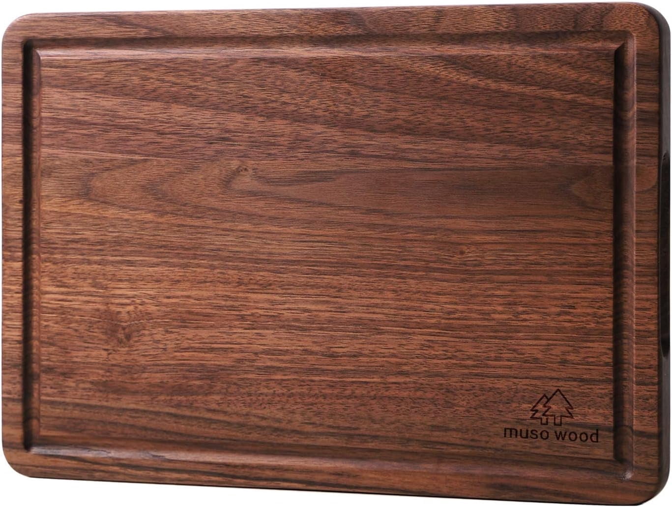 16 x 11 Inch Walnut Wood Cutting Board with Juice Groove & Handle ...