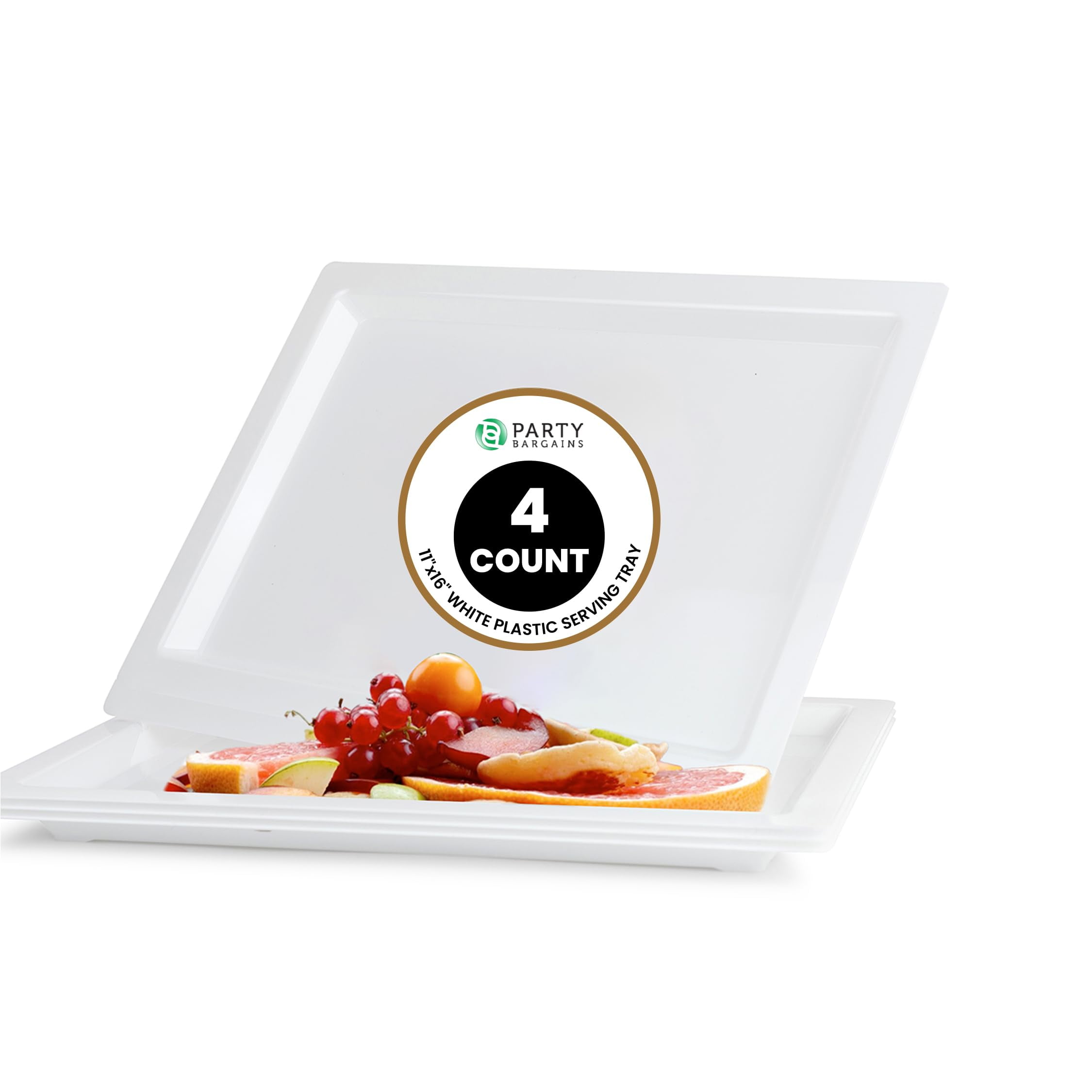 16" x 11" Plastic Serving Trays - 4 Pack, Disposable White Plastic ...