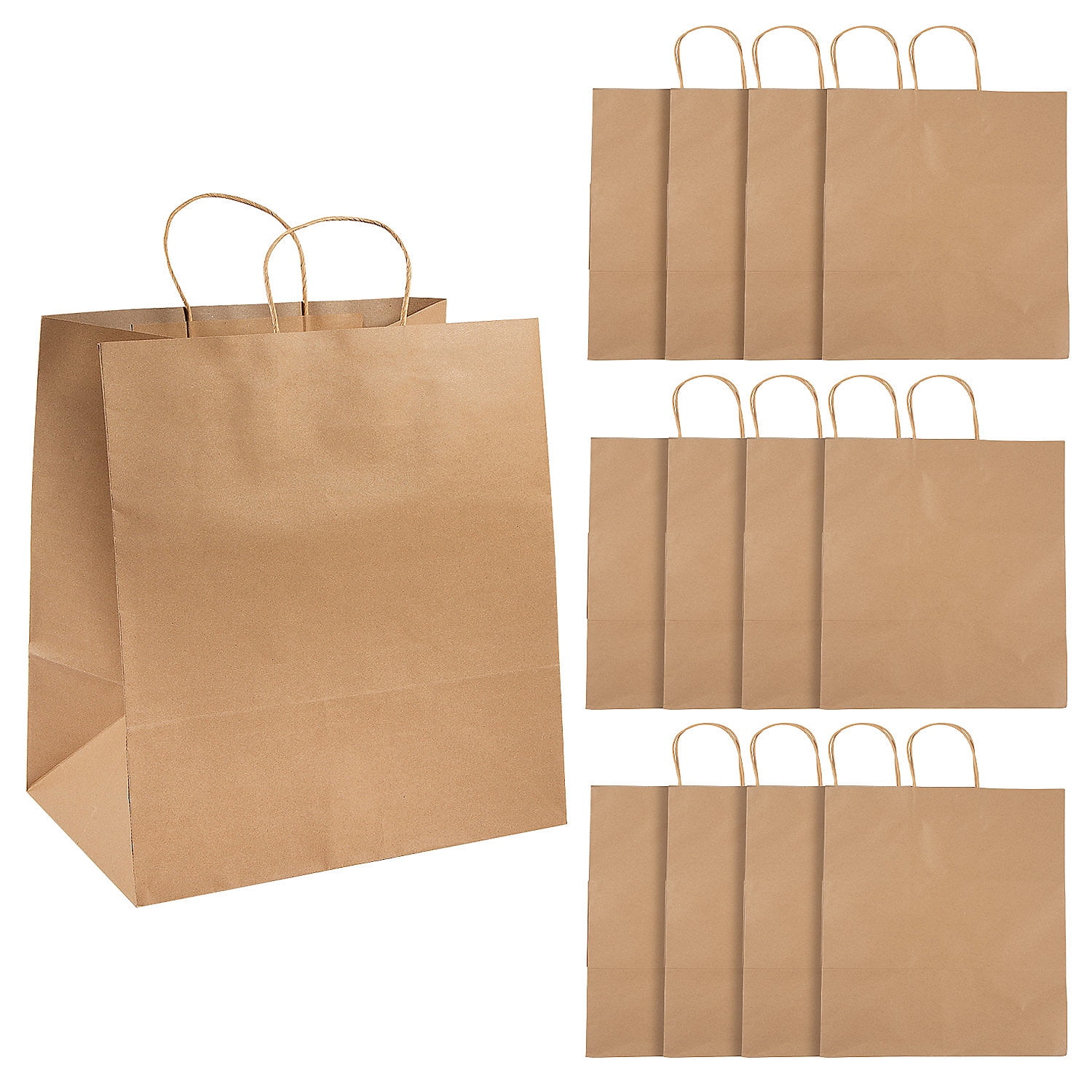 16" x 12" Extra Large Brown Kraft Paper Bags - 12 Pieces - Walmart.com