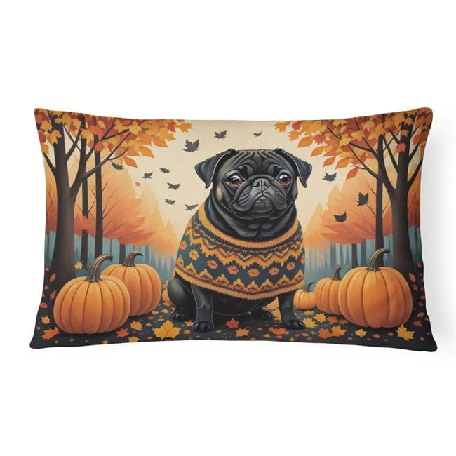 16 x 12 in. Unisex Black Pug Fall Fabric Decorative Pillow - Walmart.com