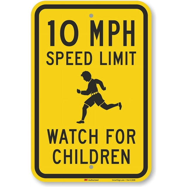 16 x 12 inch “10 MPH Speed Limit - Watch For Children” Metal Sign, 63 ...