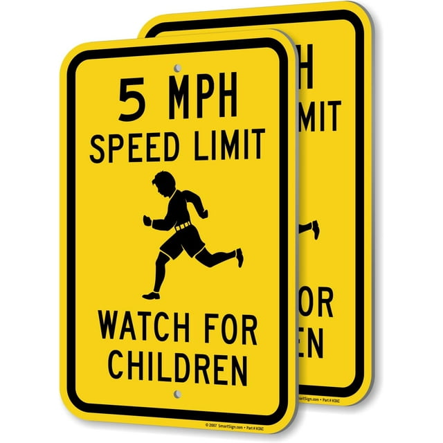 16 x 12 inch “5 MPH Speed Limit - Watch for Children” Metal Sign, 63 ...
