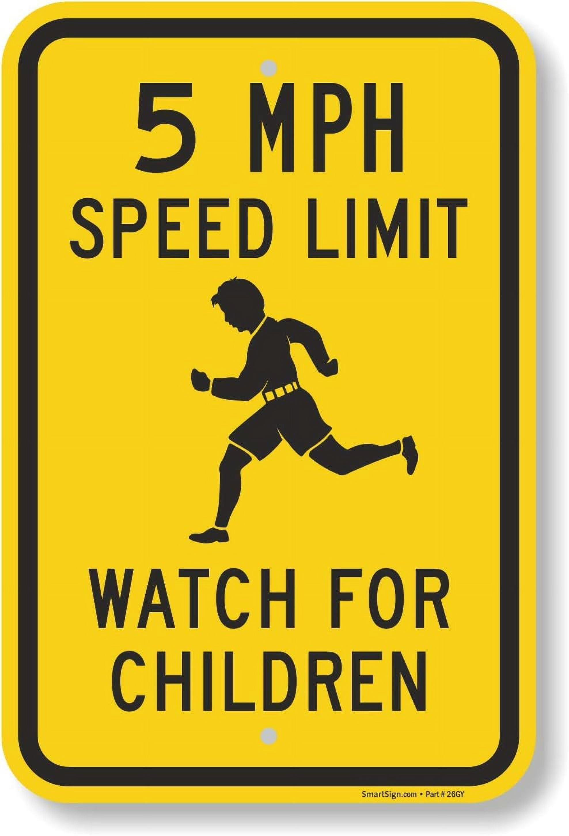 16 x 12 inch “5 MPH Speed Limit - Watch for Children” Metal Sign, 63 ...