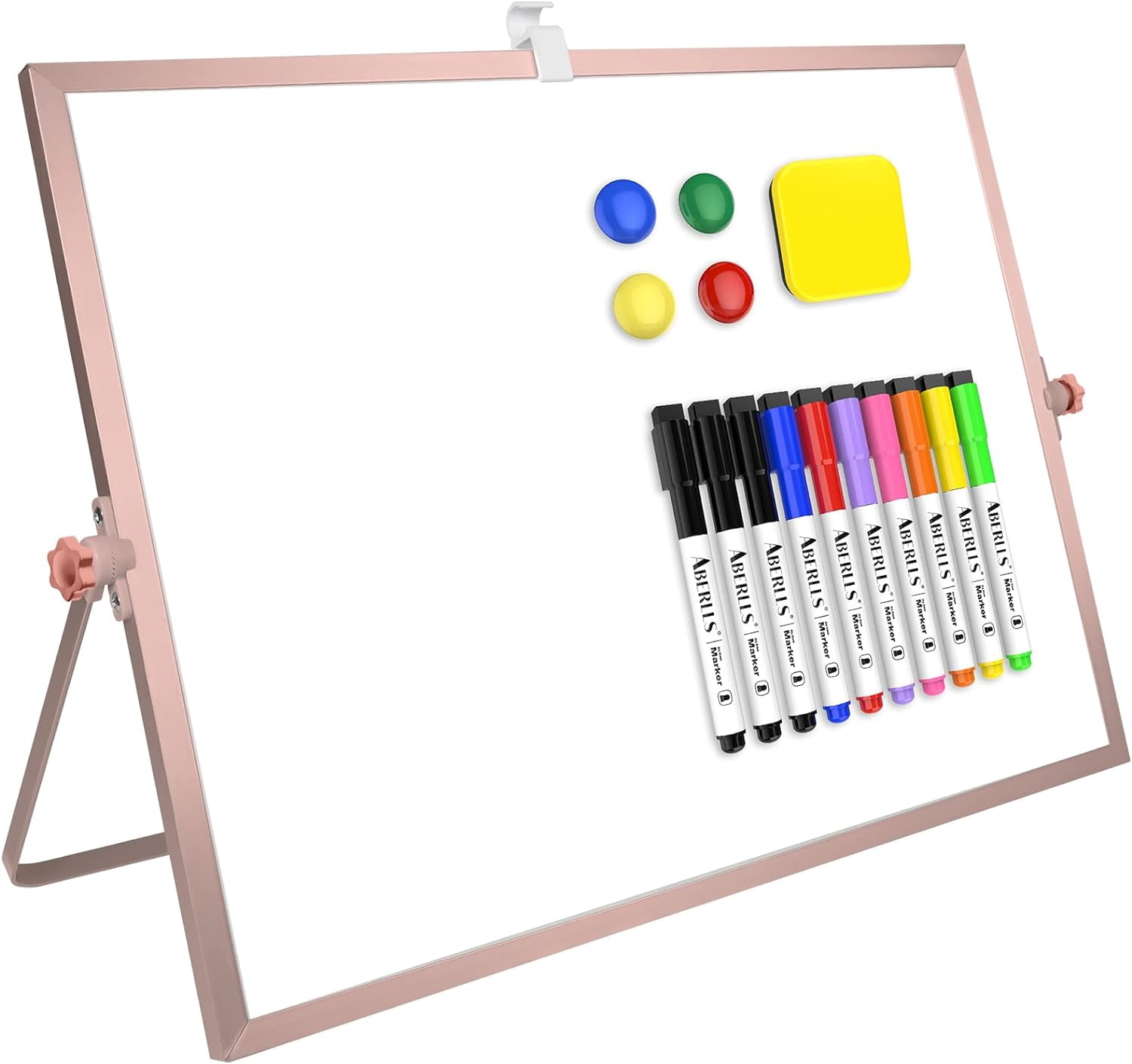 16 x 12 inches Dry Erase Whiteboard, Rose Gold Magnetic Desktop Double ...
