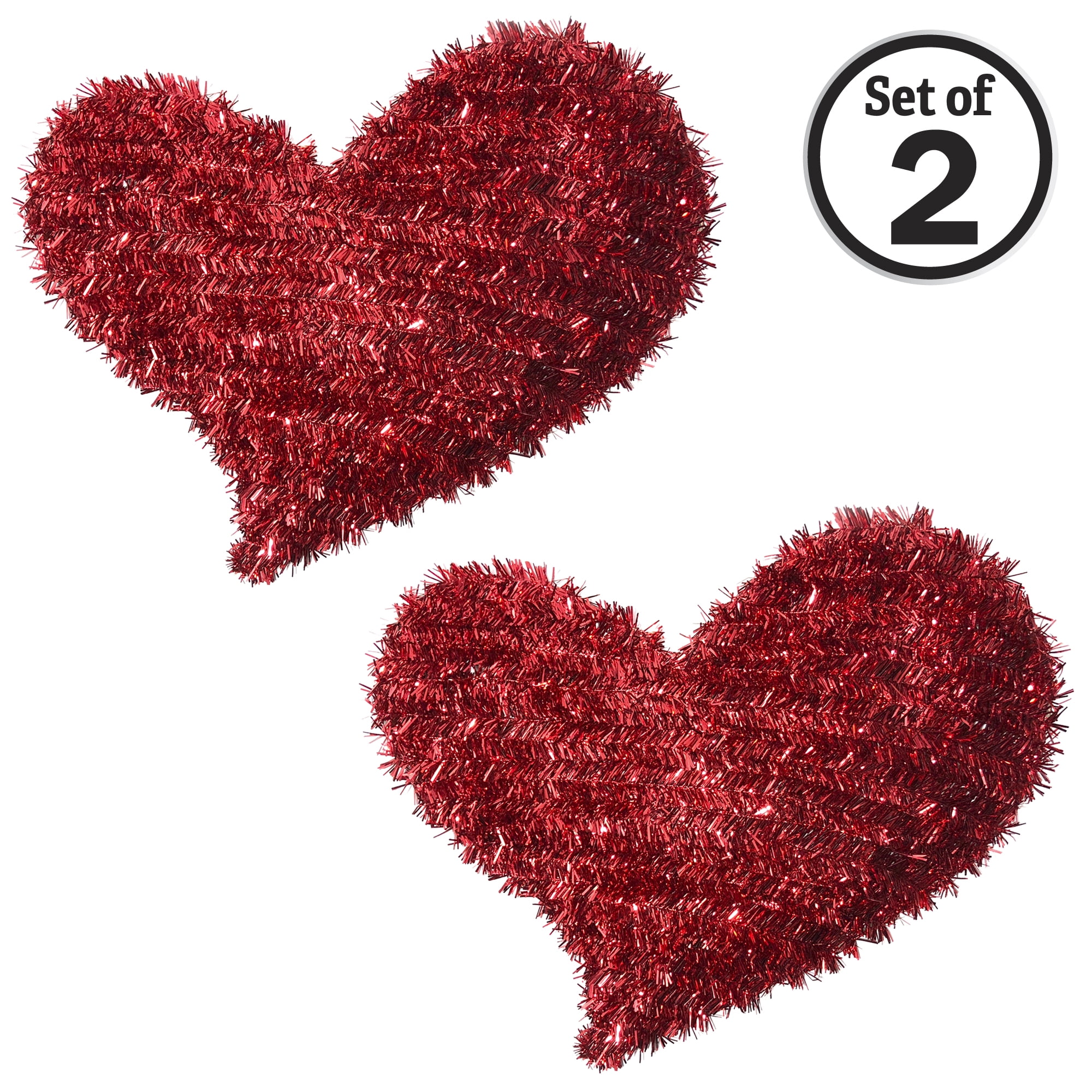16 x 15 inch Valentine Tinsel Frame, Red Heart (Set of 2) - Walmart.com