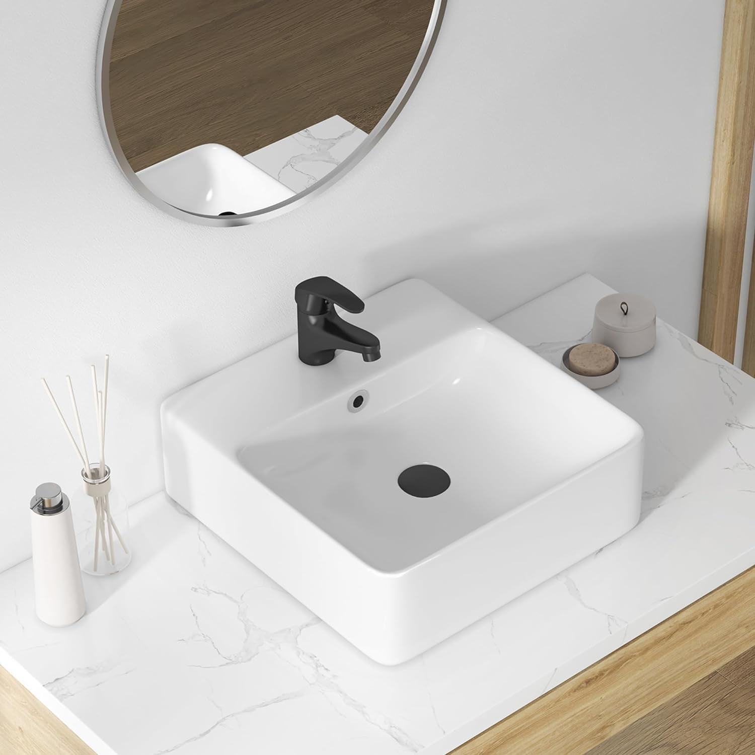 16" x 16" Bathroom Sink Vessel Rectangular, Eridanus Wall Mount Sinks ...