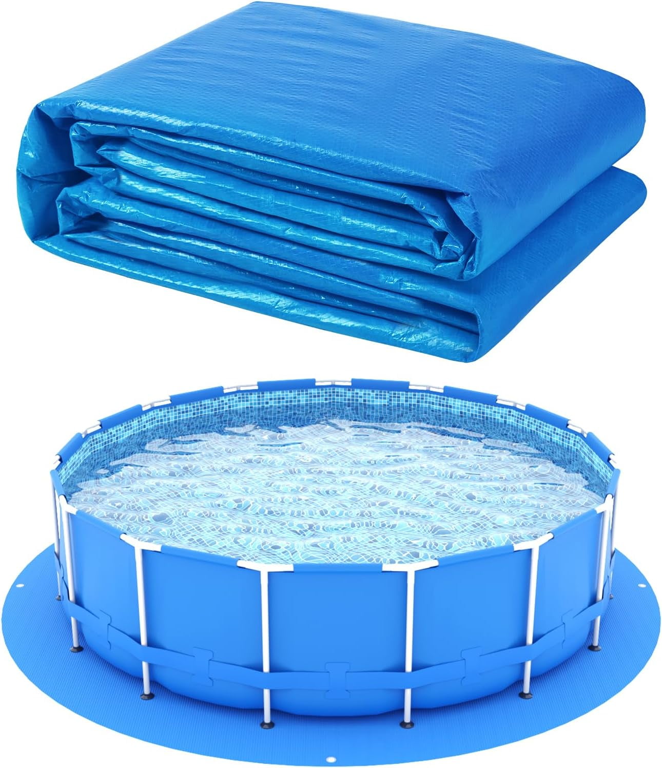 16 x 16 Ft Swimming Pool Ground Cloth Round Swimming Pool Tarpaulin ...