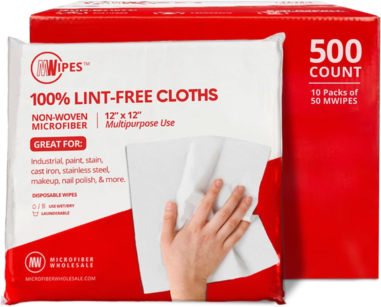 16" x 16" Mwipes Microfiber Disposable Shop Towels for Cleaning - Lint ...