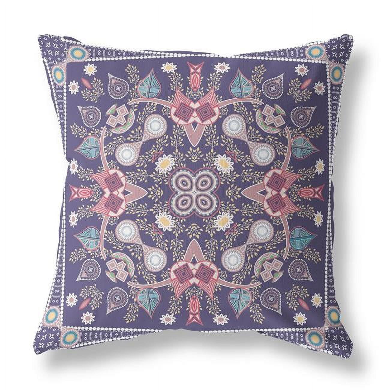 16" x 16" Purple Blown Seam Paisley Indoor Outdoor Throw Pillow ...